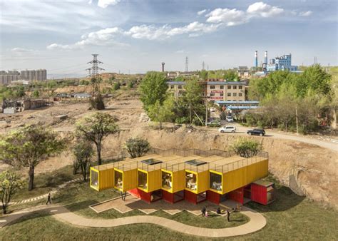 Stacked Shipping Containers Form Pavilion By People S Architecture Office