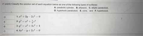 solved 1 point classify the solution set of each equation
