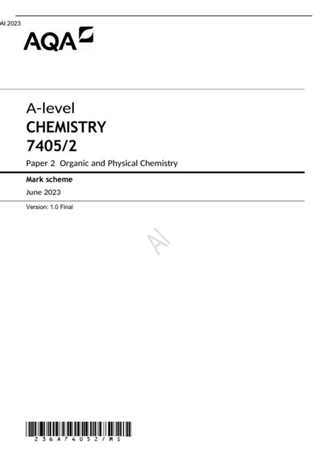 Aqa A Level Chemistry Paper 1 2 3 For June 2023 Official Question