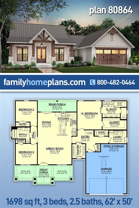 Texas Style Modern Farmhouse Plan With Big Laundry Room In 2024