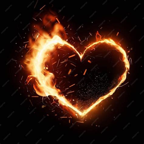 Premium Ai Image A Burning Heart Made Of Fire Is Lit Up With Flames
