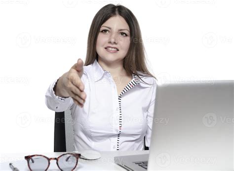 Beautiful Female Model Working On A Laptop 15986204 Stock Photo At Vecteezy