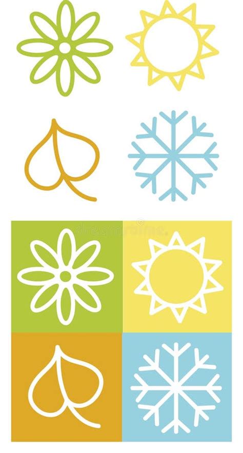 Color Symbols Of Spring Summer Autumn An Winter Royalty Free Stock