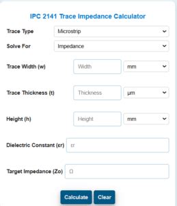Online IPC Trace Impedance Calculator