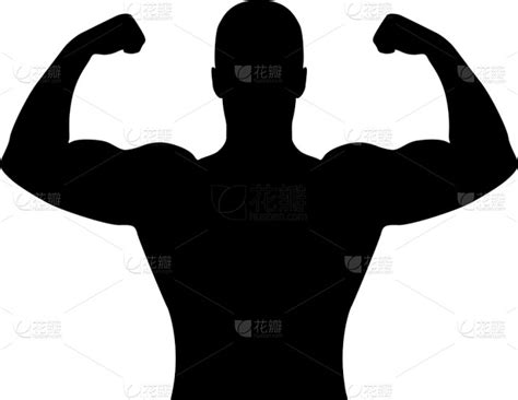 男人黑色躯干健美身材肱二头肌形状白色力量剪影锻炼