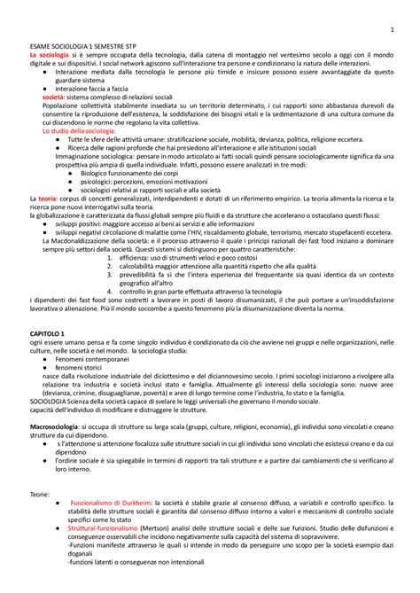 Appunti Completi Per Esame Di Sociologia Docsity