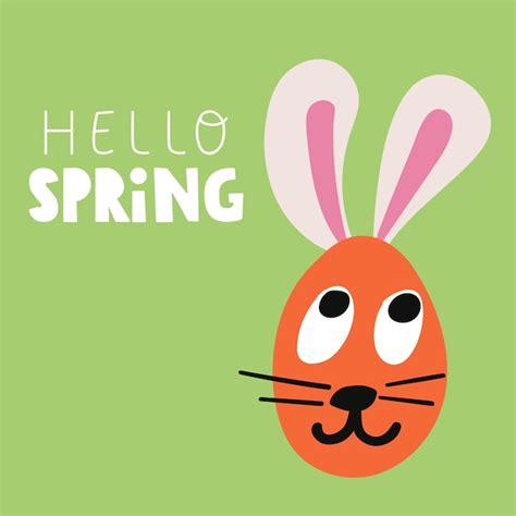 Premium Vector Phrase Hello Spring Card Design Flat Vector Illustration