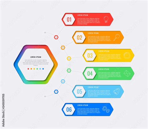 Simple Six Steps Design Layout Infographic Template With Hexagonal