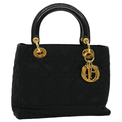 Christian Dior Canage Lady Dior Sac à Main Nylon Noir Auth Yk4796 Ref