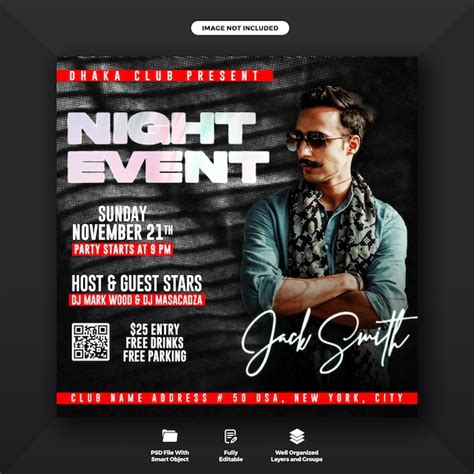 Premium Psd Night Event Conference Flyer And Social Media Web Banner