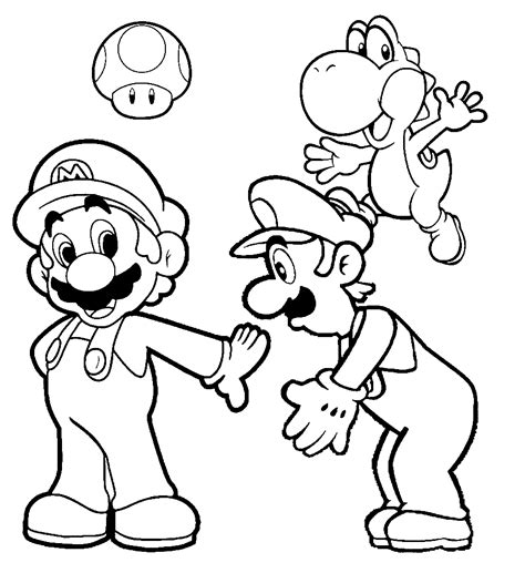 Mario Luigi Toad And Yoshi Coloring Page Free Printable Coloring Pages
