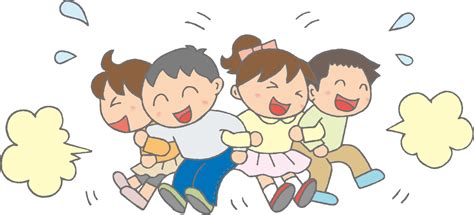 おしくらまんじゅうで遊ぶ子どもたちのかわいい手書きフリーイラスト イラストわくわくBOX