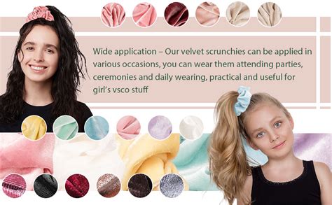 Amazon Whaline Pastel Hair Scrunchies Large Velvet Elastic