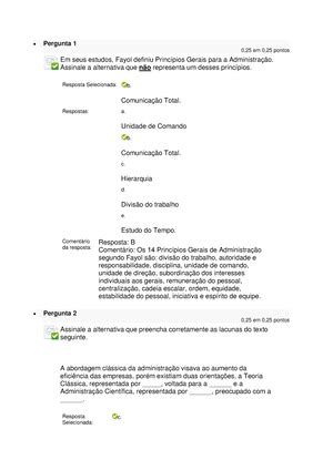 Prova unip Fundamentos da Administração Studocu