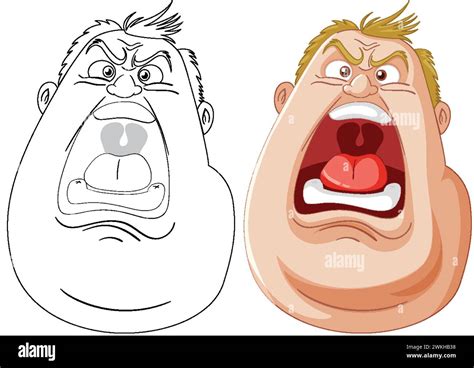 Two Cartoon Faces Showing Anger And Frustration Stock Vector Image