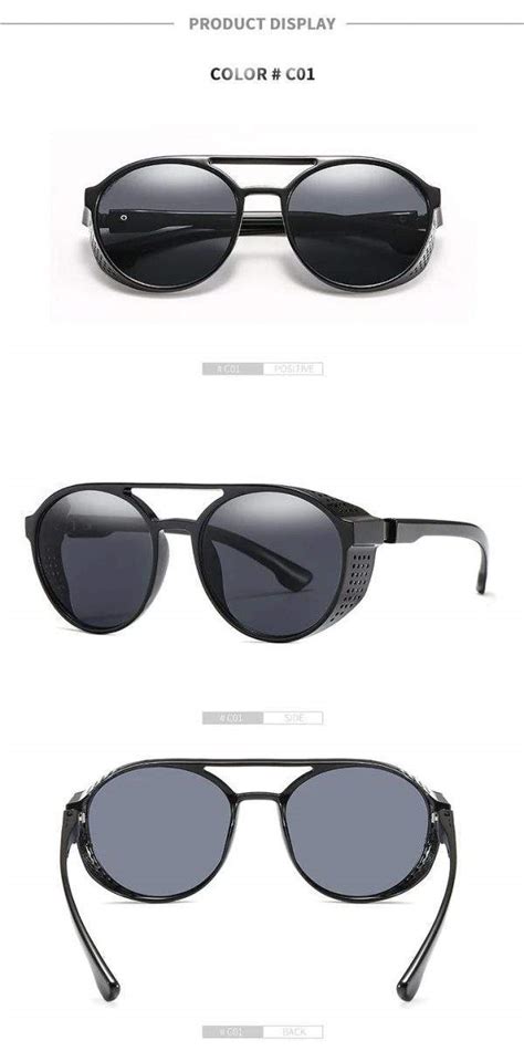 Mens Retro Round Polarized Steampunk Sunglasses Chyhua