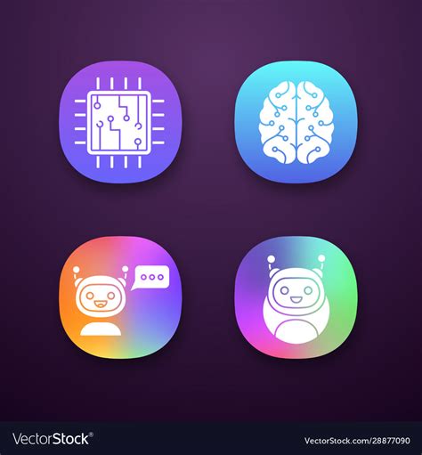 Chatbots App Icons Set Royalty Free Vector Image