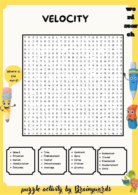 Velocity Word Search Puzzle Worksheet Activity By Brainywords Brainywords