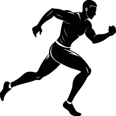 Illustration Of A Running Man Black And White Vector Art At