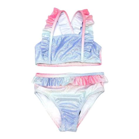 Traje de baño Ocean Pacific niña X diseño de escamas con tirantes cruzados y olan multicolor