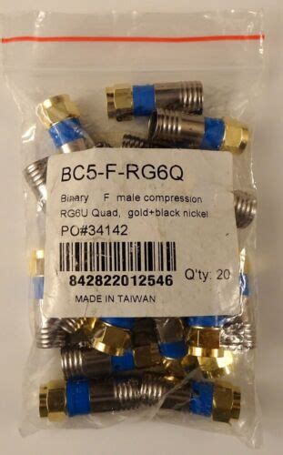 20 pc binary bc5 f rg6q f male compression connector for rg6 u