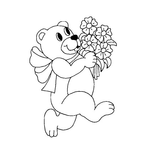 Dibujos De Oso Con Flor Para Colorear