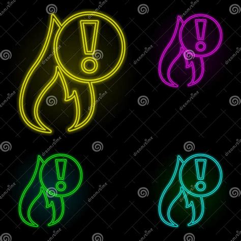 Exclamation Mark Neon Color Set Icon Simple Thin Line Outline Vector Of Automation Icons For