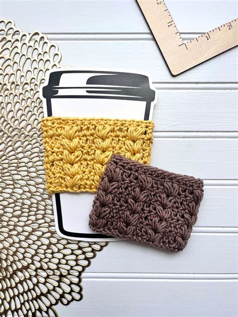 Pattern For A Cute Crochet Puff Stitch Cup Cozy Simply Hooked By Janet