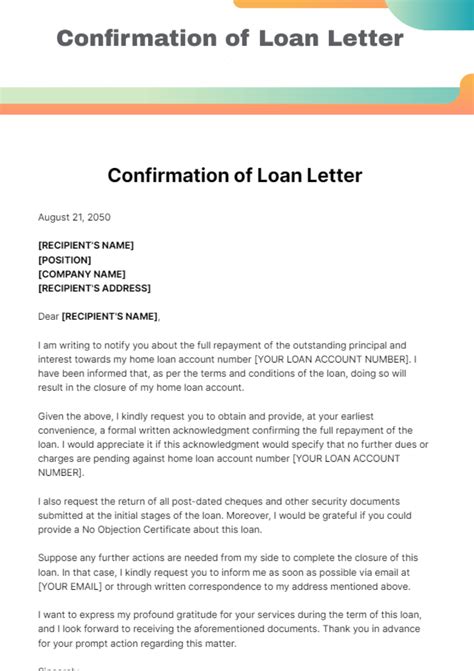 Personal Loan Pre Closure Request Letter Format In Word