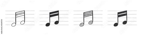 Music Notes Sixteenth Note Hand Drawn Musical Symbols In Various Variations Vector
