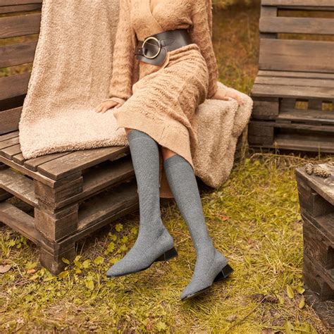 Tara Knee High Water Repellent Wool Boots In Dark Gray Vivaia