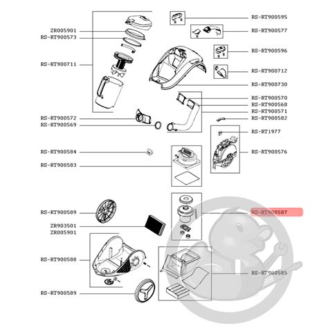 Moteur 23800TS-L + Joint + Amortisseur aspirateur compact power ...