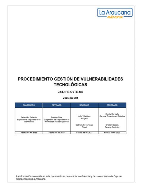 Procedimiento GestiÓn De Vulnerabilidades Pdf La Seguridad