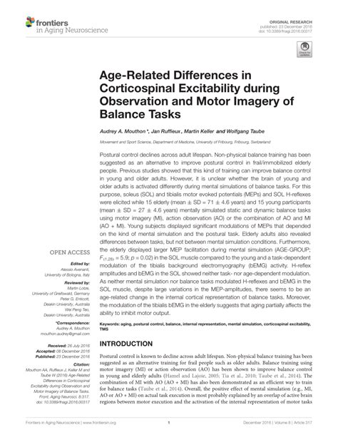 Pdf Age Related Differences In Corticospinal Excitability During