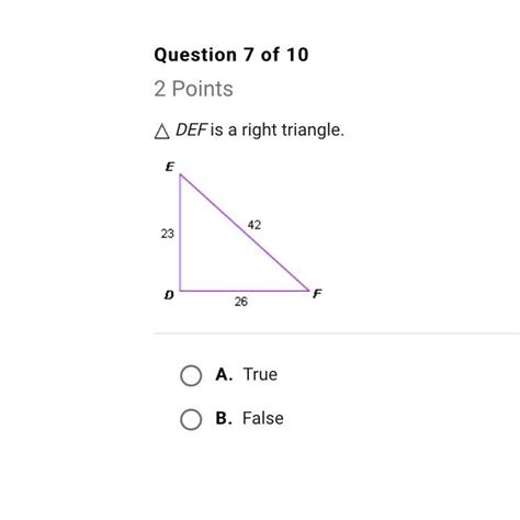 Def Is A Right Triangle True Or False Brainly