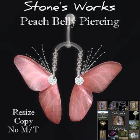 Second Life Marketplace Butterfly Belly Pierce Peach Stones Works