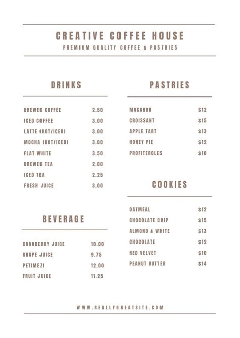 Page 5 Free Printable Menu Templates You Can Customize Canva