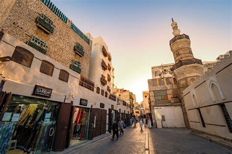 사우디 아라비아 Ksa 제다의 역사 지구 알 발라드 의 경치 좋은 전망 Al Balad Jeddah에 대한 스톡 사진 및
