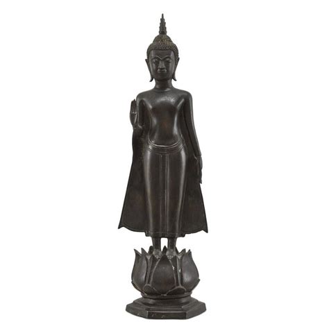 A Bronze Standing Figure Of Buddha Thailand Ayutthaya Period 17th