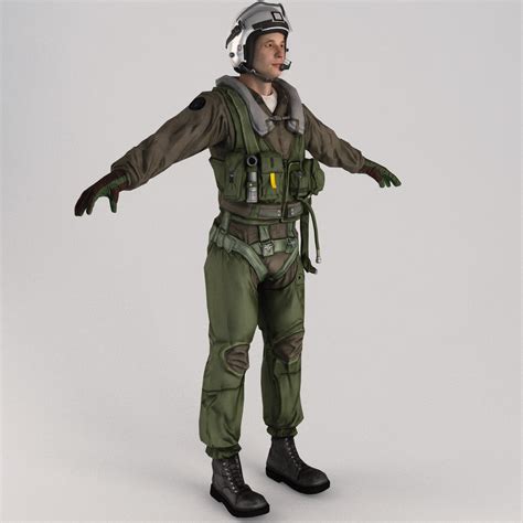 3d Model Military Pilot V3 Rigged