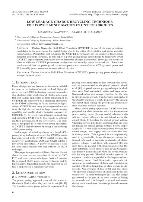 Pdf Low Leakage Charge Recycling Technique For Power Minimization In