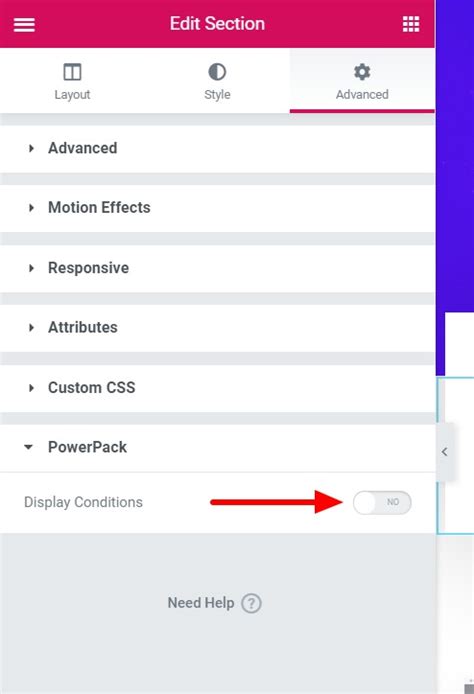display conditions for elementor page builder powerpack addons for