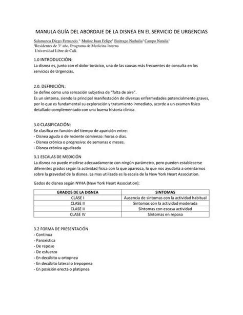 Abordaje De La Disnea En El Servicio De Urgencias Valentina Isabel