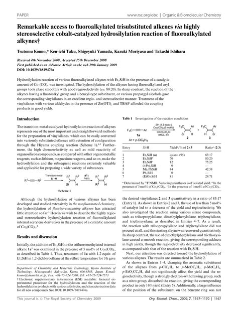 Pdf Remarkable Access To Fluoroalkylated Trisubstituted Alkenes Via