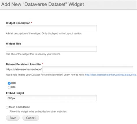 Dataverse Dataset Widget Openscholar Documentation