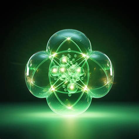Premium Photo A Shining Green Glowing Atom In The Shape Of An Arch In