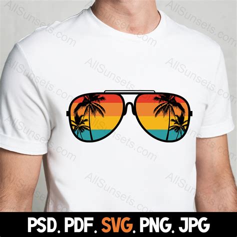 Beach Palm Tree Retro Sunglasses Png Pdf  Psd And Svg Cut Files