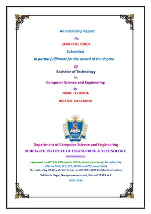 Internship Documentation An Internship Report On AI ML VIRTUAL