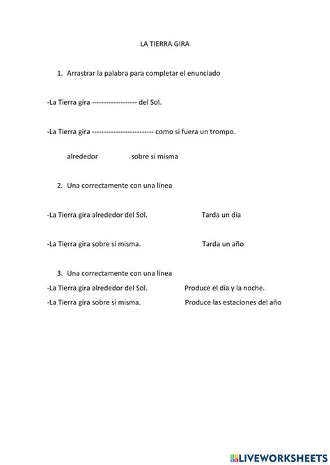 La Tierra Online Pdf Worksheet Live Worksheets