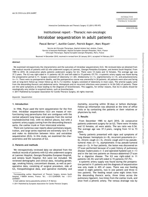 Pdf Intralobar Sequestration In Adult Patients